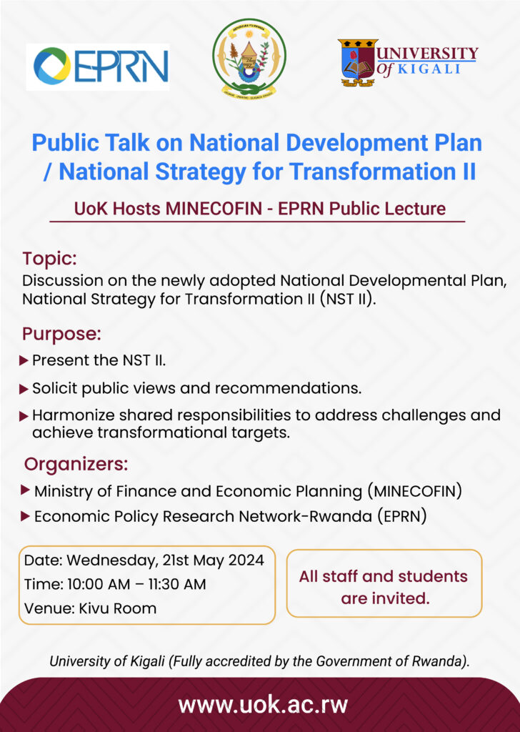 UoK Hosts MINECOFIN Lecture - University of Kigali